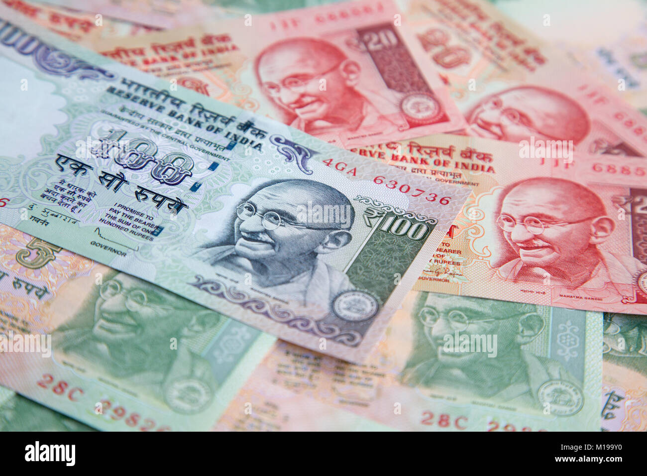 Collection of the Indian banknotes Stock Photo - Alamy