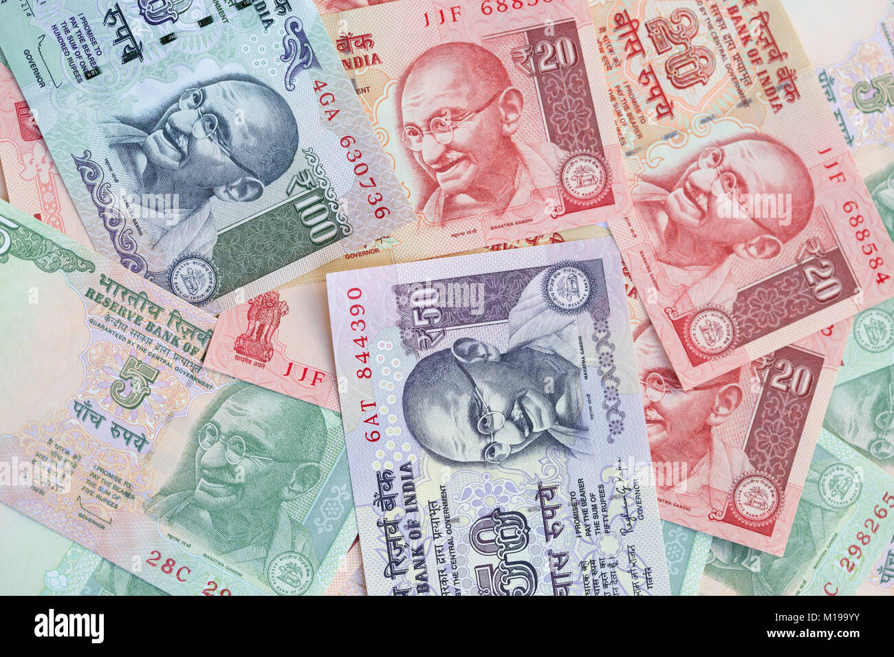 Collection of the Indian banknotes Stock Photo - Alamy