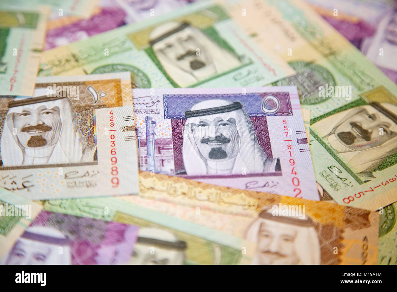 Collection of Saudi Arabia Riyal banknotes Stock Photo - Alamy