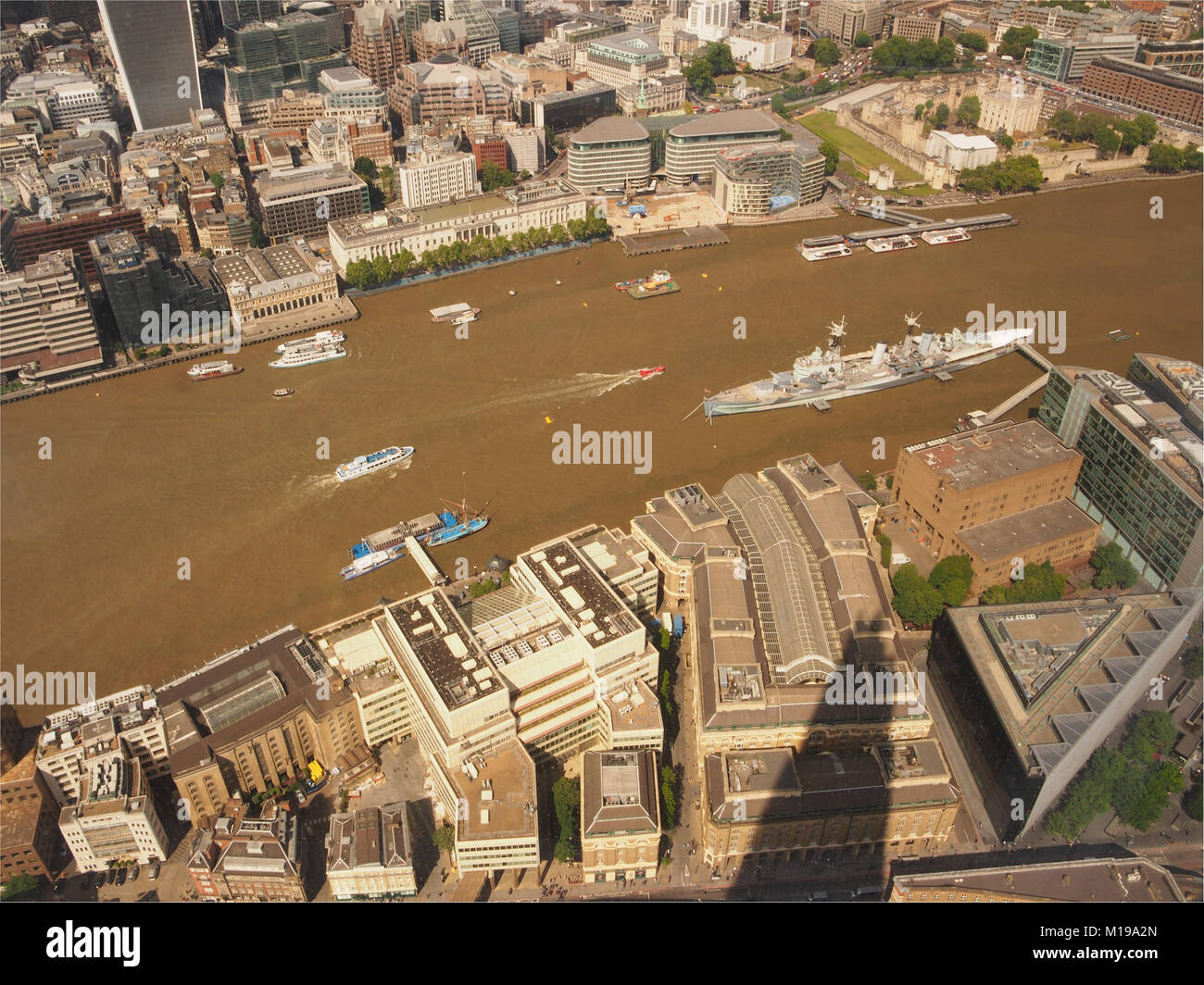 A view looking down from the top viewing floor, 72, of The Shard ...