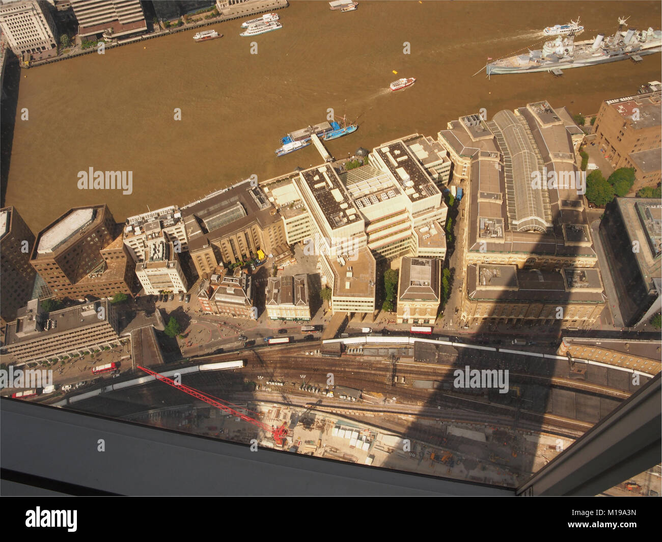 A view looking down from the top viewing floor, 72, of The Shard ...