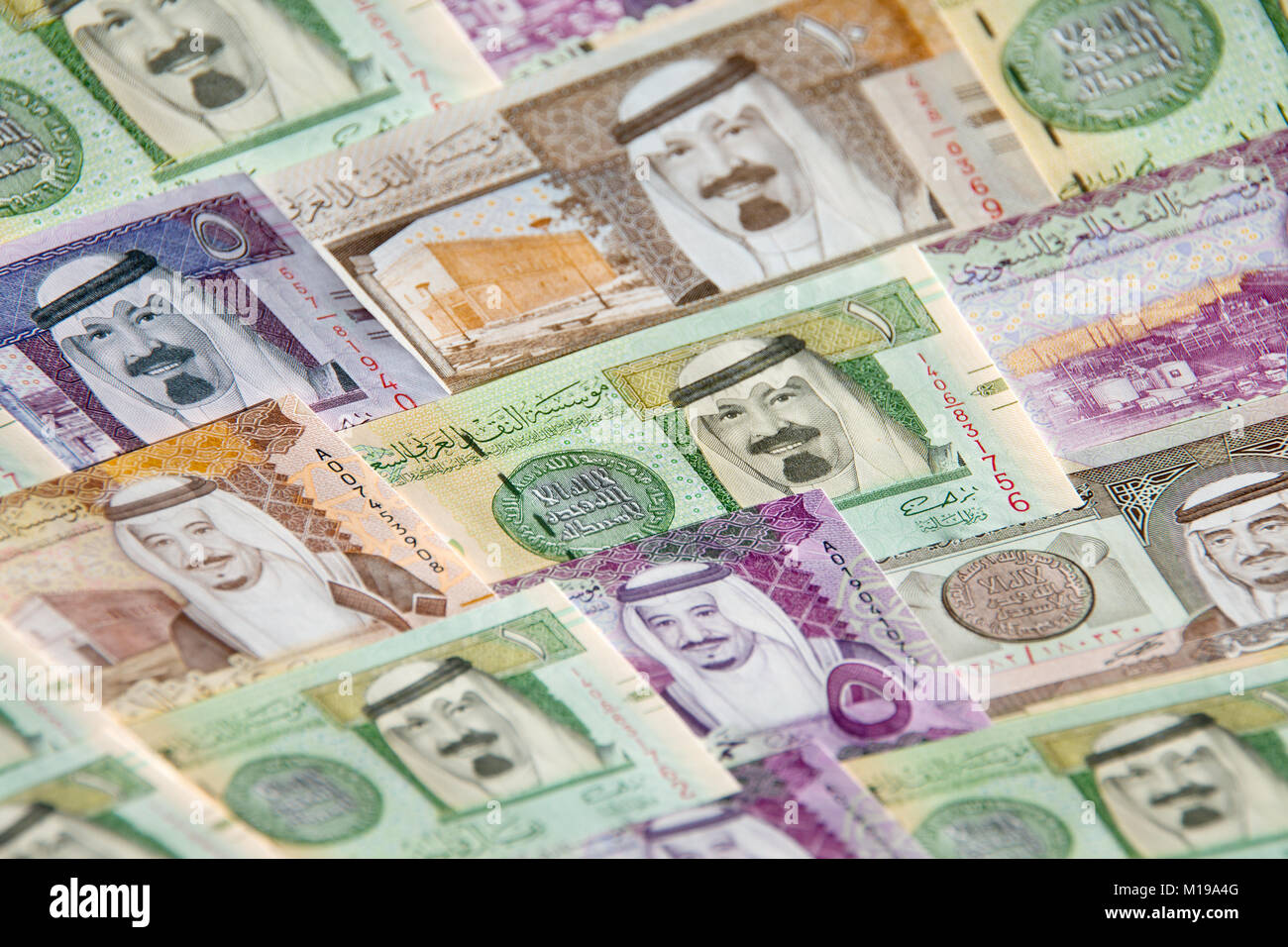 Collection of Saudi Arabia Riyal banknotes Stock Photo - Alamy