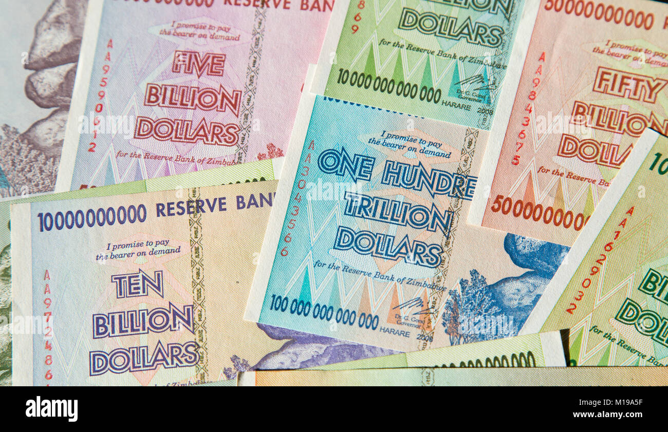 Banknotes of Zimbabwe after hyperinflation Stock Photo - Alamy
