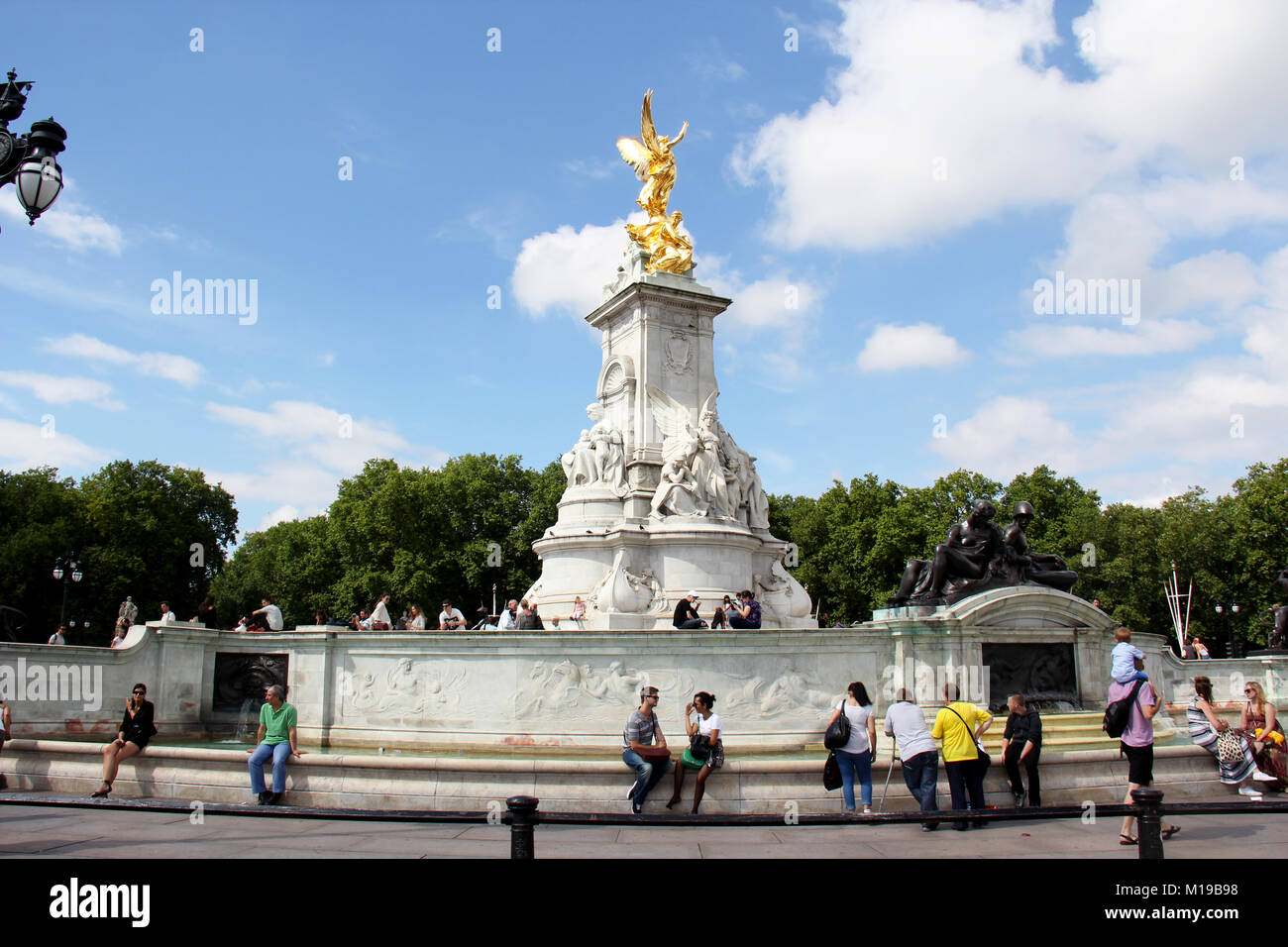 London, England. Circa July 2014. Victoria Memorial golden statue at ...