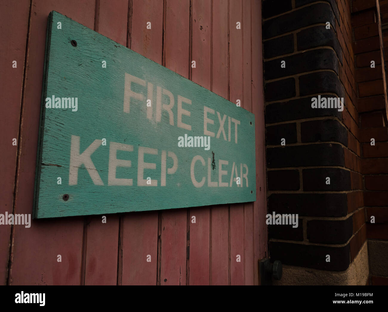 Fire Exit Keep Clear sign Stock Photo - Alamy