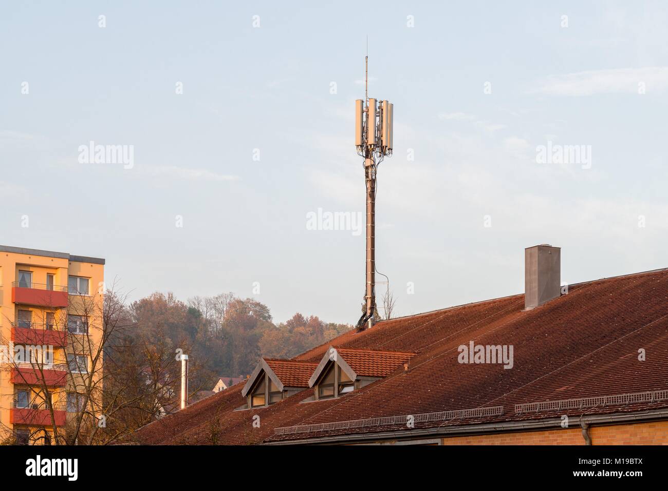 Mobile Cell tower on a roof Stock Photo - Alamy