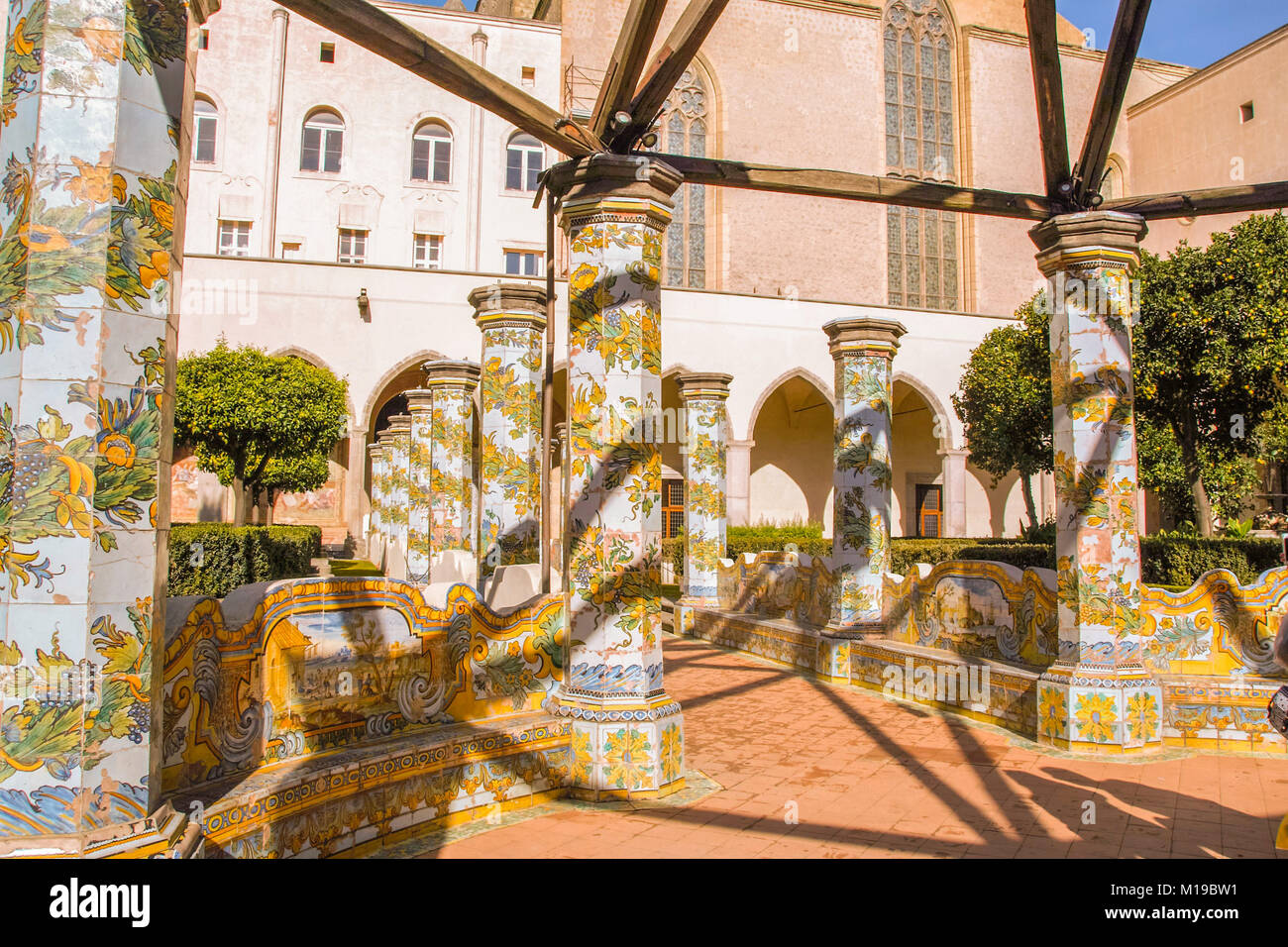 NAPLES - ITALY - ON 11/13 /2016 - The beautiful cloister of Santa ...
