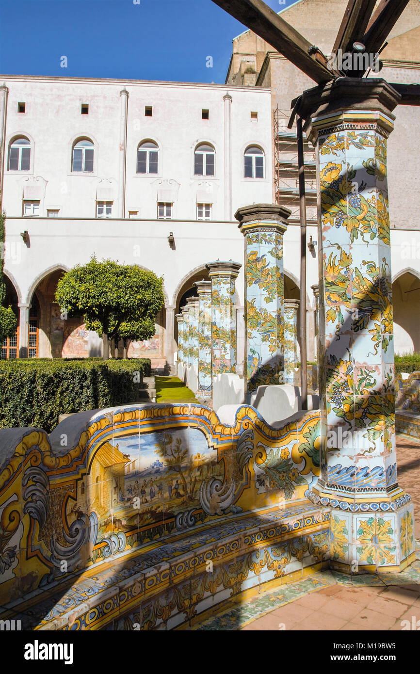 NAPLES - ITALY - ON 11/13 /2016 - The beautiful cloister of Santa ...