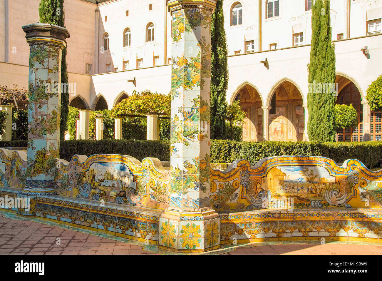 NAPLES - ITALY - ON 11/13 /2016 - The beautiful cloister of Santa ...
