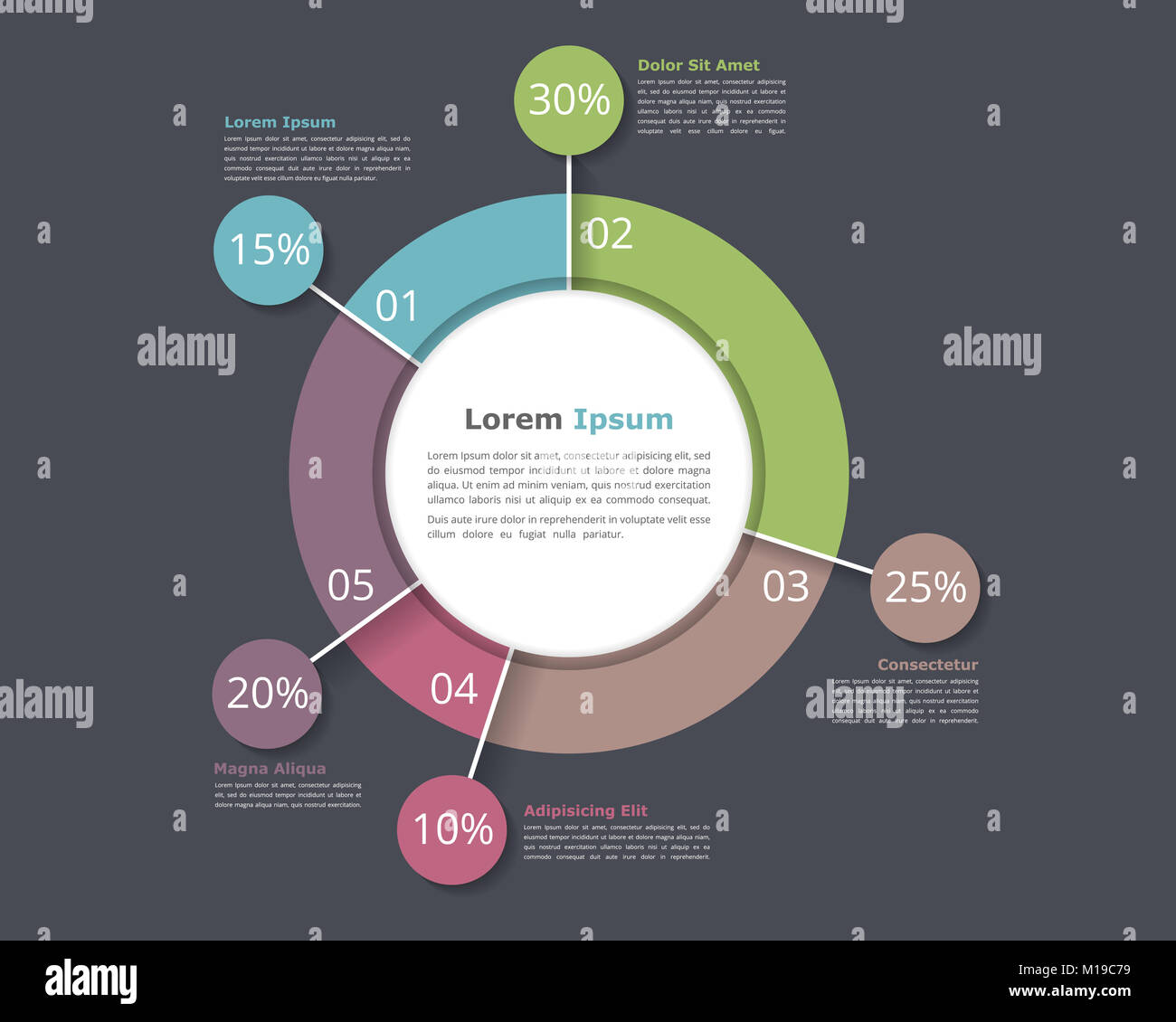 Pie chart design template, business infographics for presentations and ...