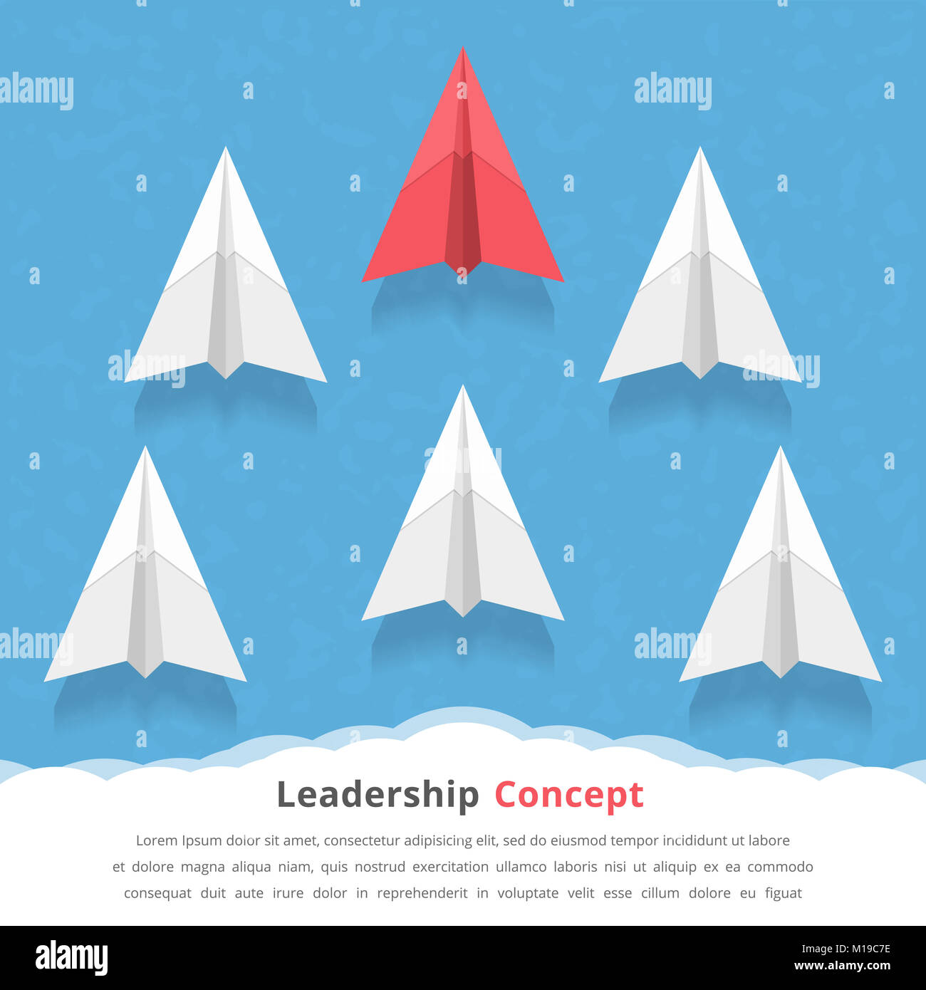 Red paper airplane as a leader among white airplanes, leadership ...