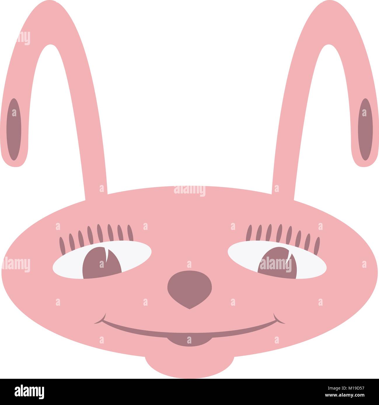 rabbit face cartoon vector illustration flat style front side Stock ...