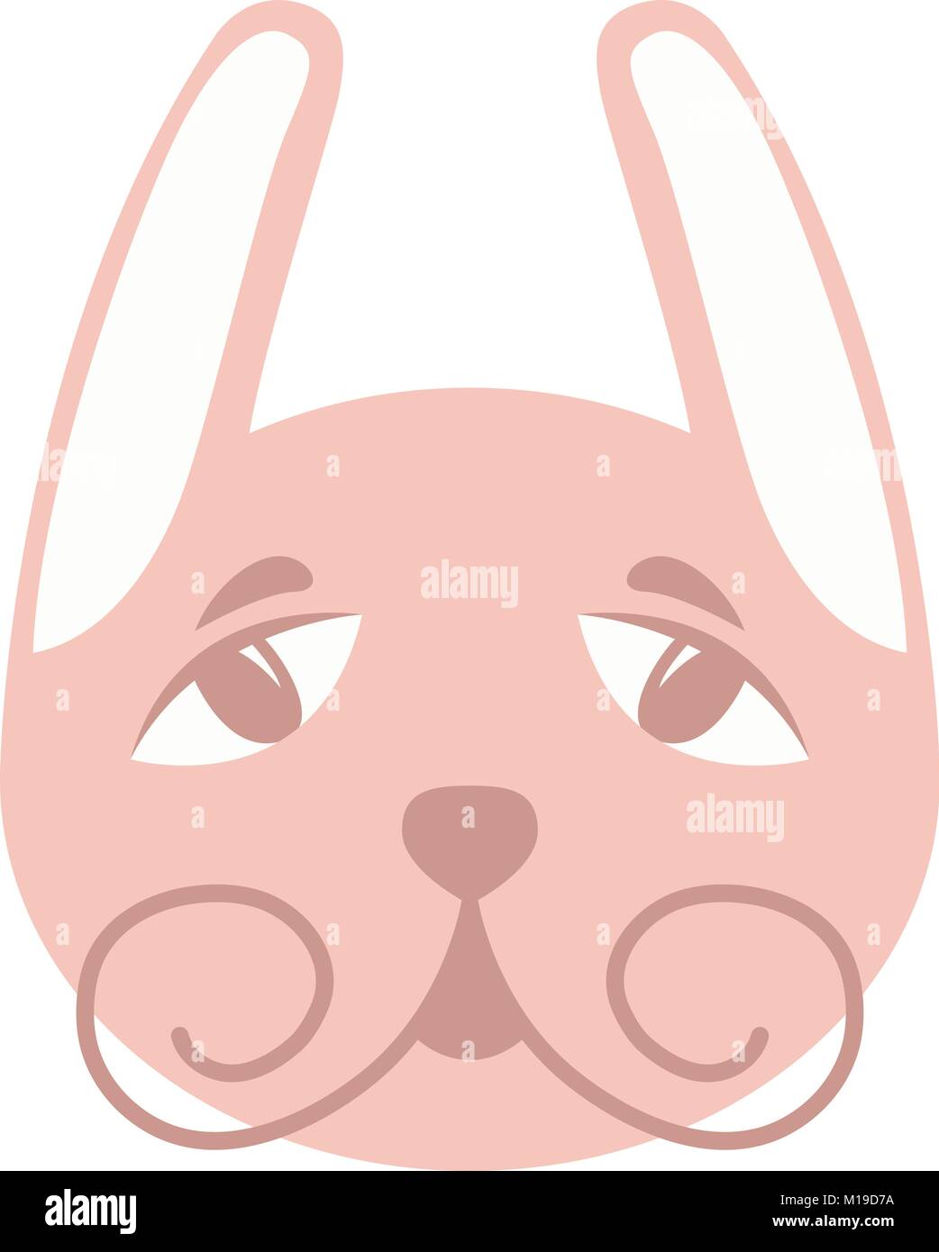 rabbit face cartoon vector illustration flat style front side Stock ...