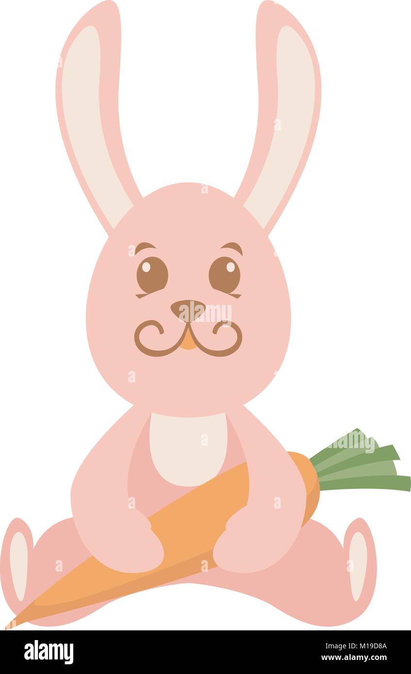 rabbit face cartoon vector illustration flat style front side Stock ...