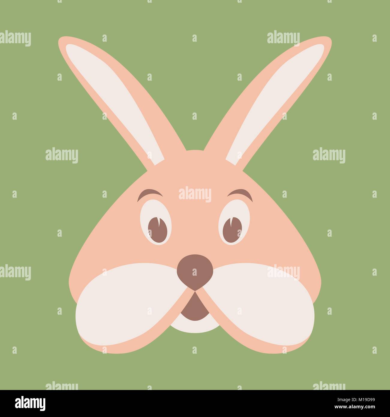 rabbit face cartoon vector illustration flat style front side Stock ...