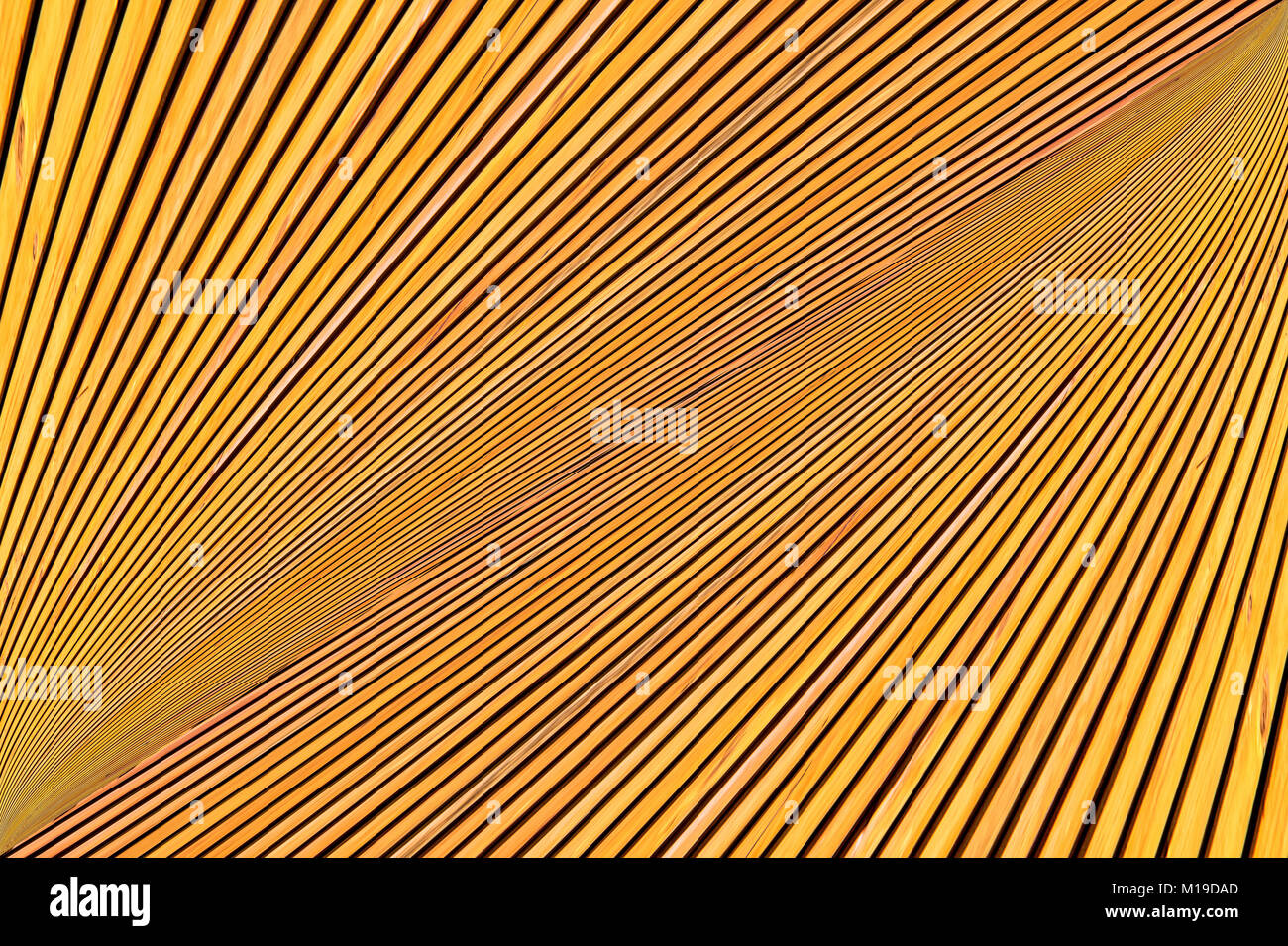 Abstract photo montage of yellow orange timber. Converging lines of ...