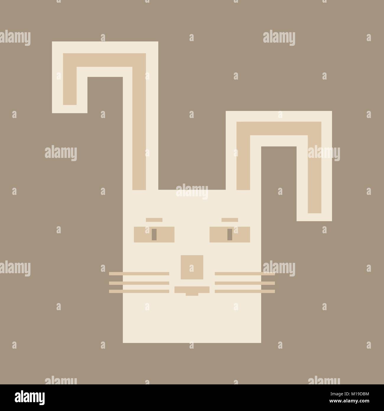 rabbit face cartoon vector illustration flat style front side Stock ...