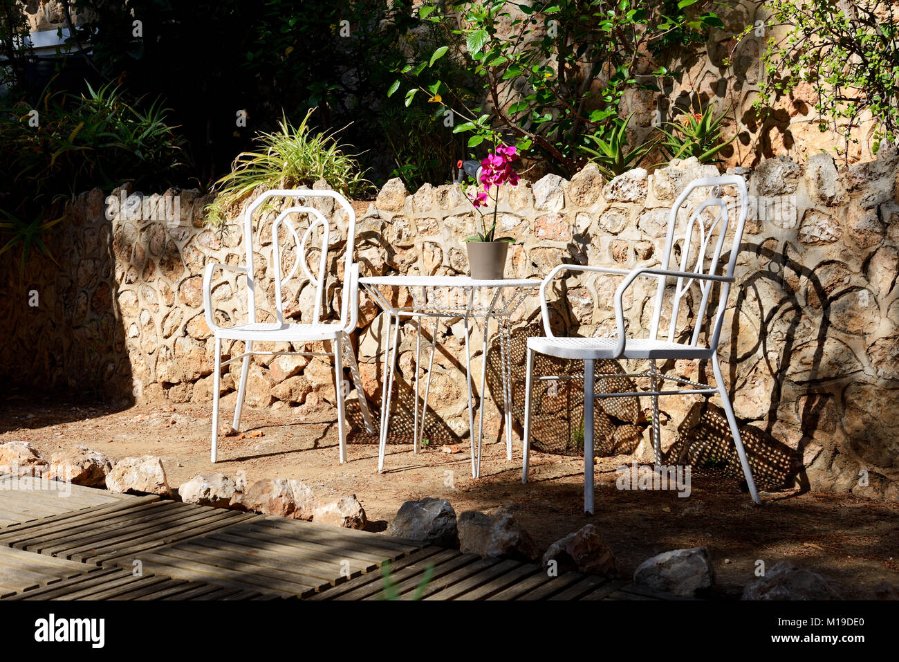 The sea view terrace at luxury hotel, Mallorca, Spain Stock Photo - Alamy