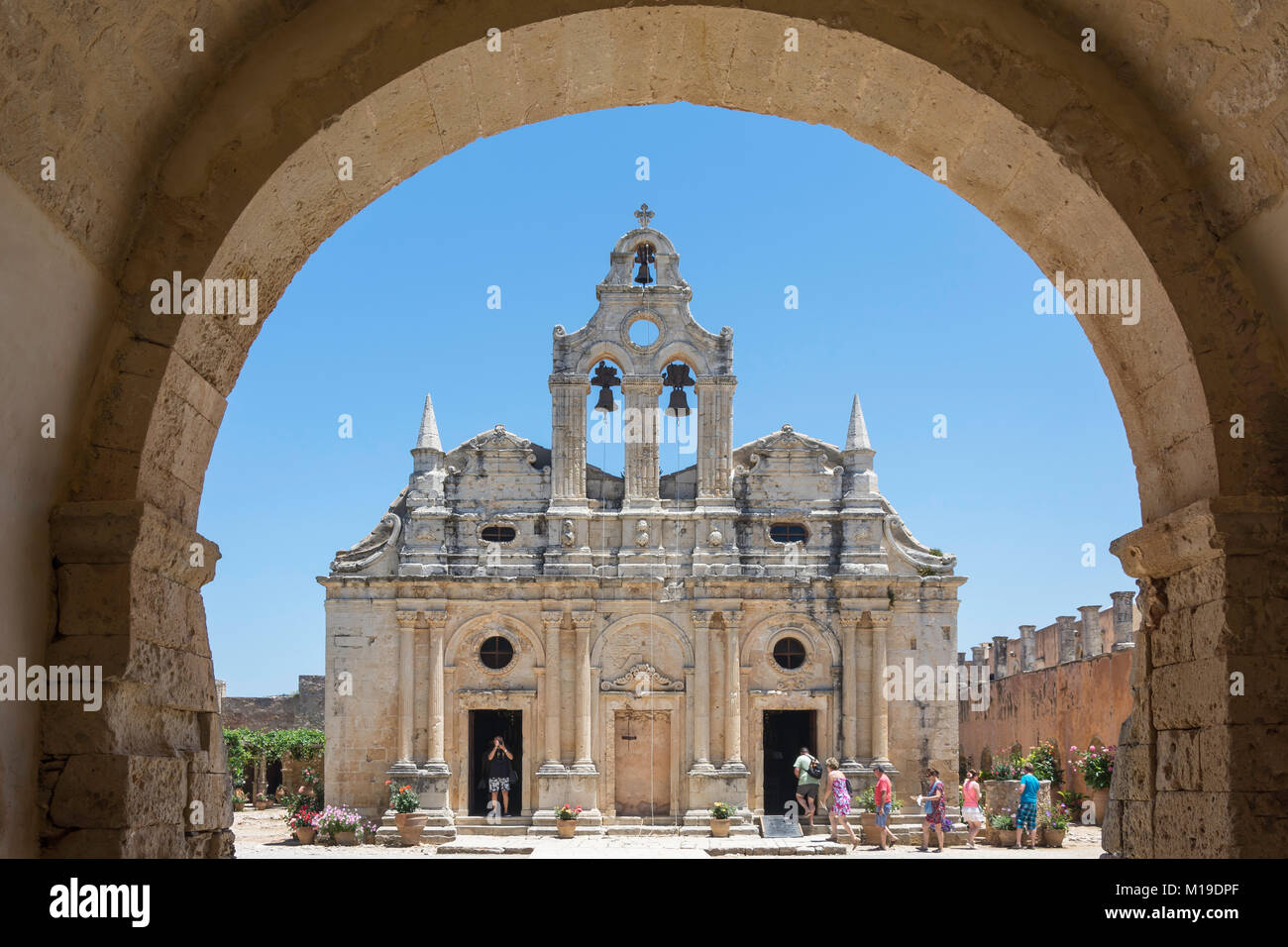 Entrance to sacred monastery of arkadi near rethymnon rethimno r hi-res ...