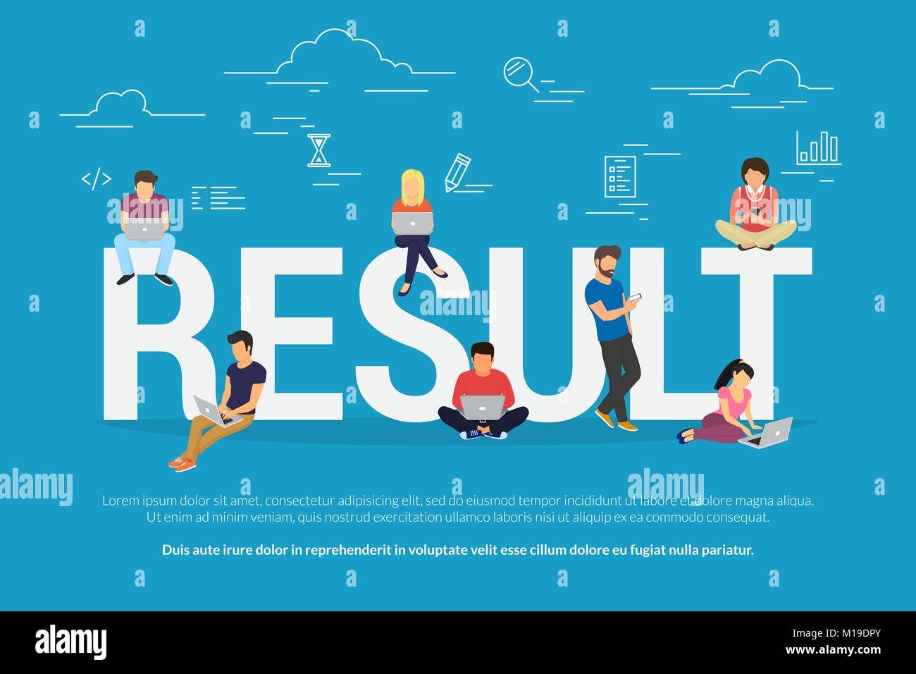 Result achievement concept vector illustration of business people using ...