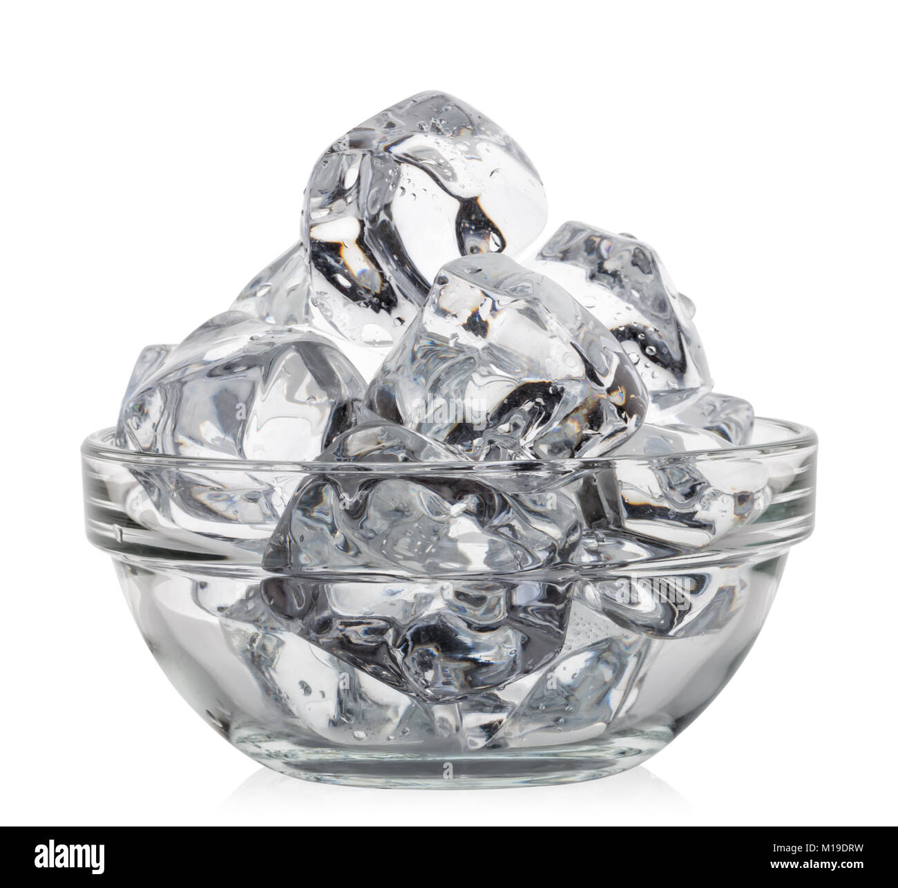 Transparent bowl with ice cubes isolated on white background Stock ...