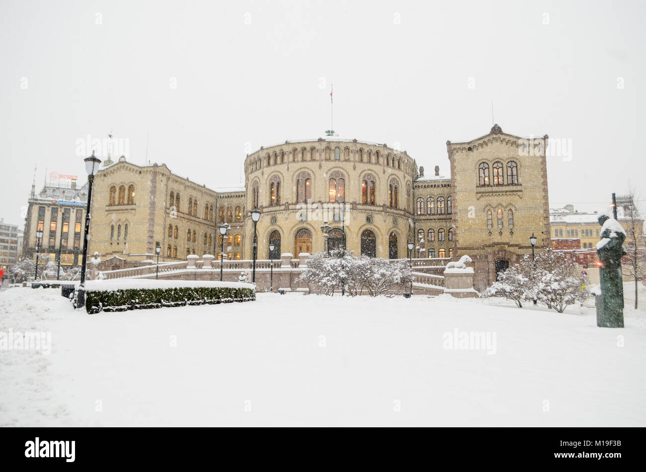 Storting building in winter snow storm hi-res stock photography and ...