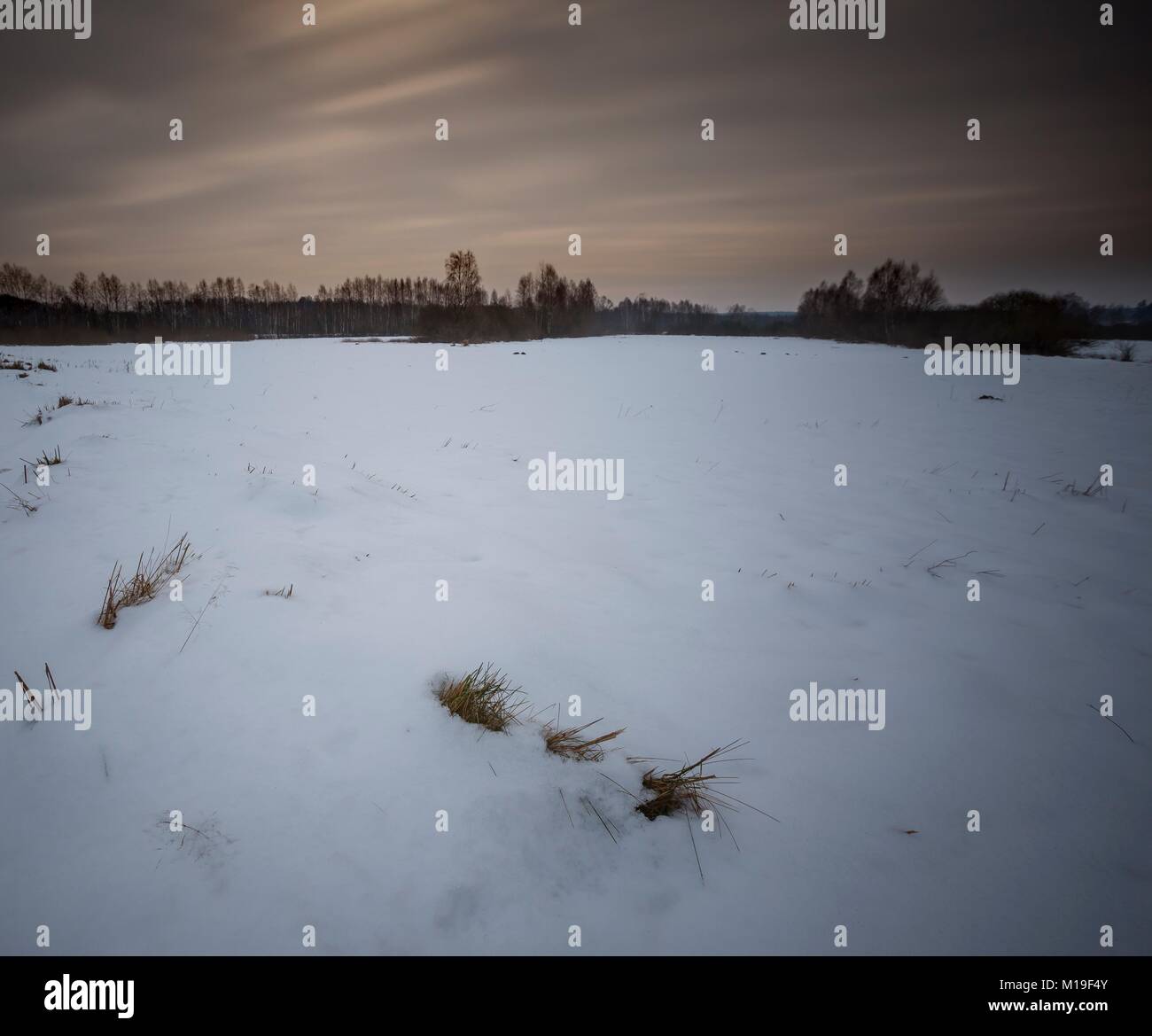 Winter landscape photographed with long exposure. Natural wild ...