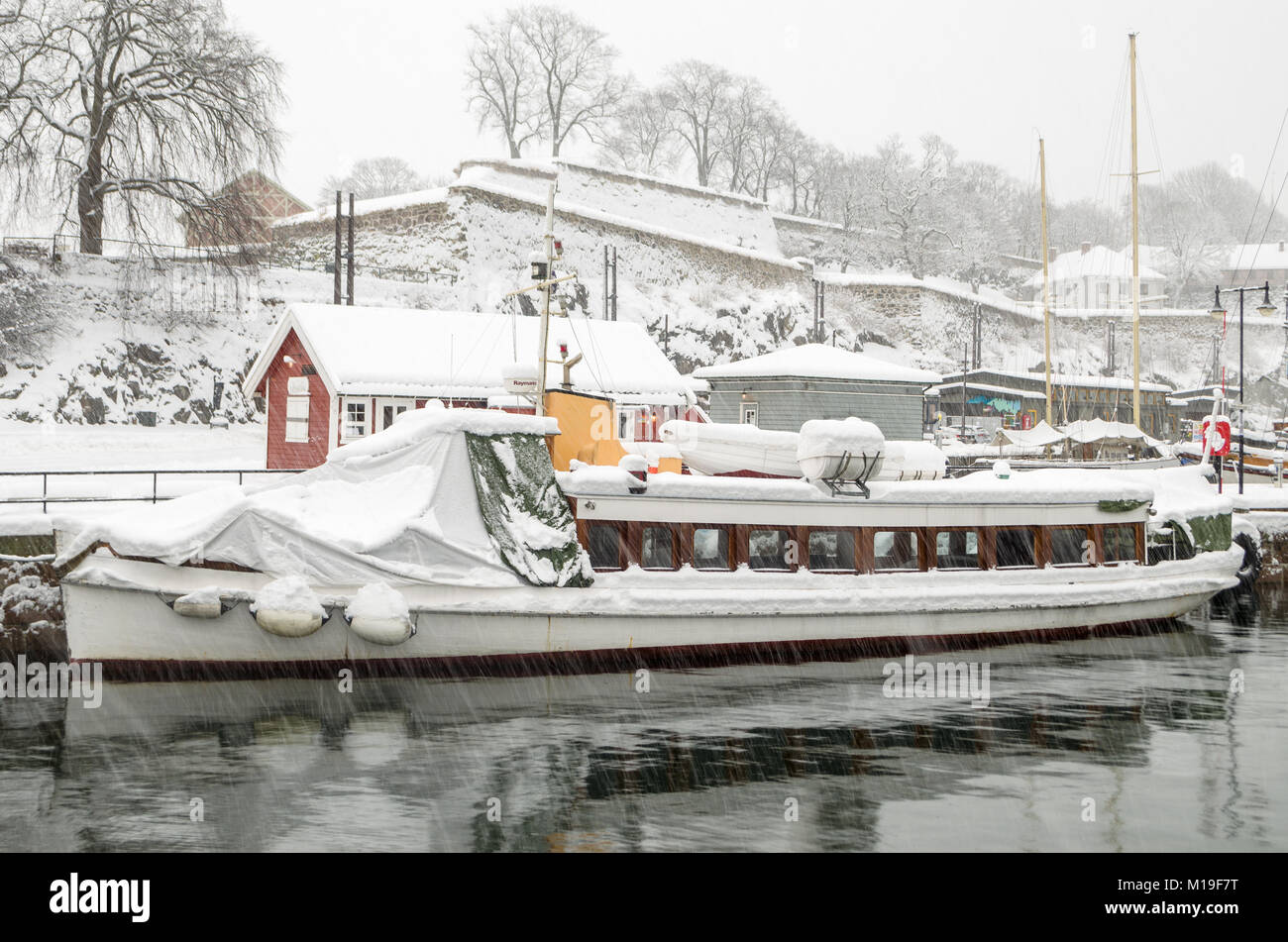 Small local ship covered for winter storage hi-res stock photography ...