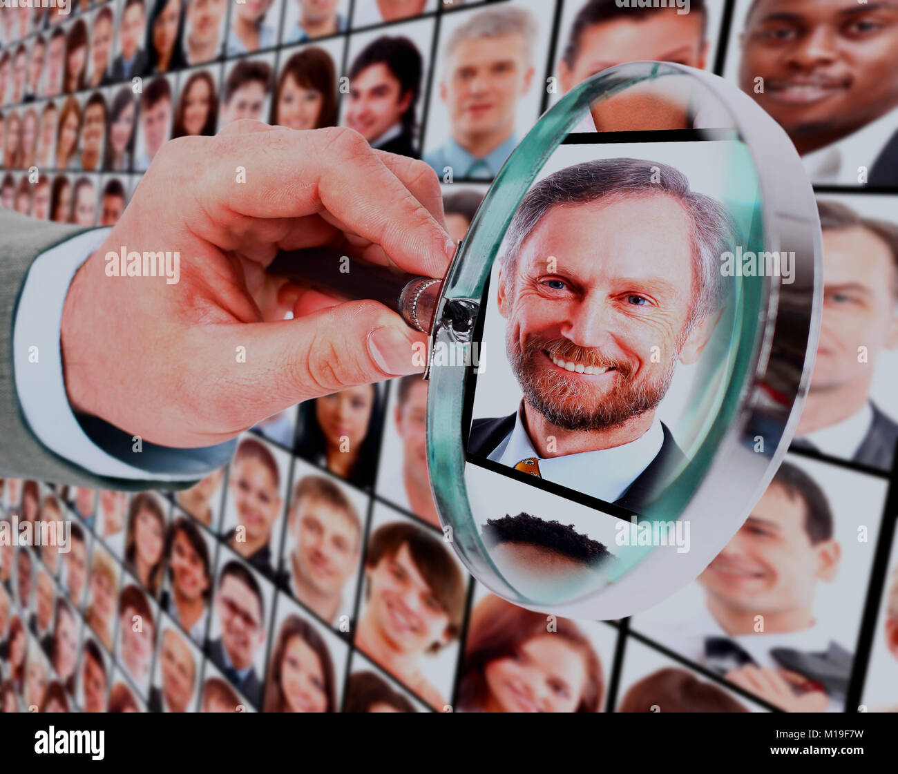 Human resource concept, magnifying glass searching people Stock Photo ...