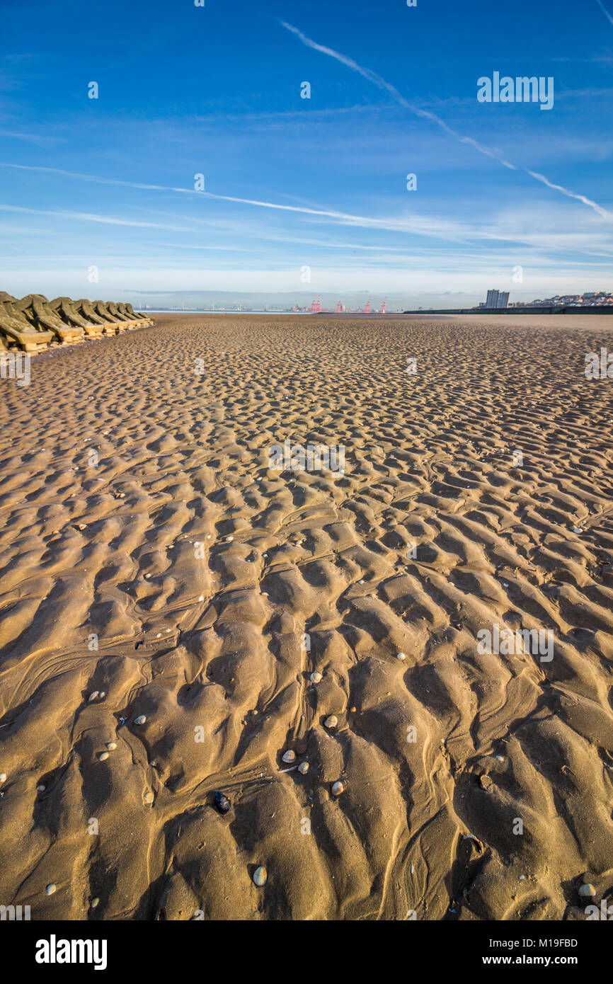 New Brighton beach wave breakers and sea defence system Stock Photo - Alamy