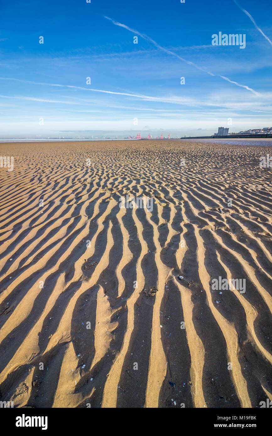 New Brighton beach wave breakers and sea defence system Stock Photo - Alamy