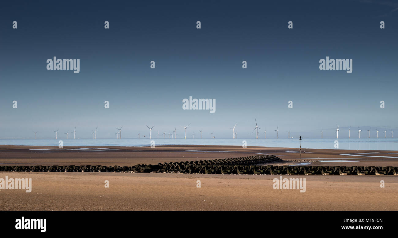 New Brighton beach wave breakers and sea defence system Stock Photo - Alamy