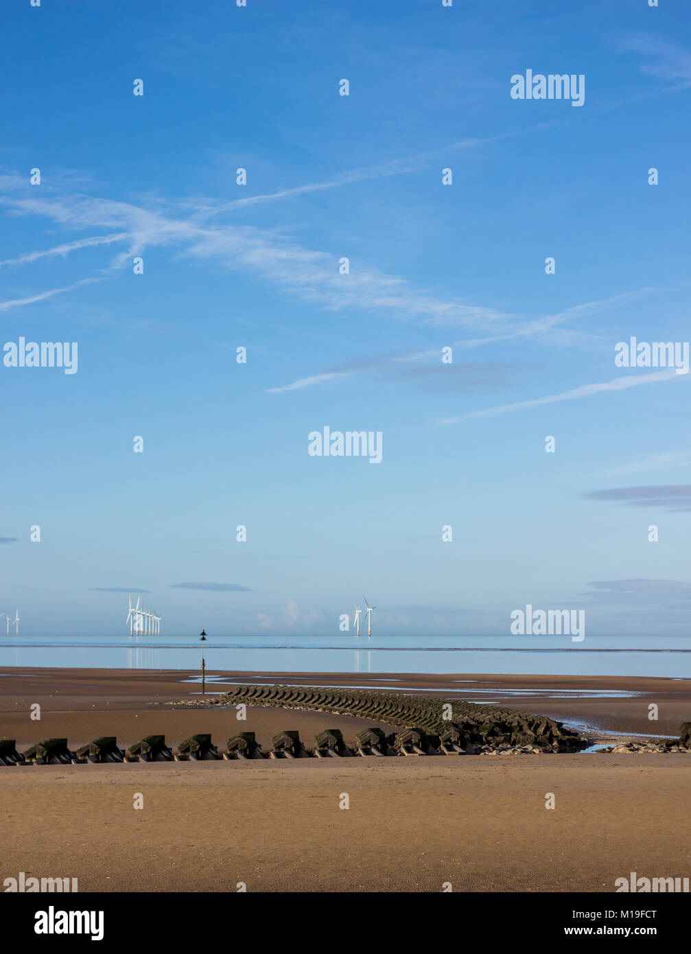 New Brighton beach wave breakers and sea defence system Stock Photo - Alamy