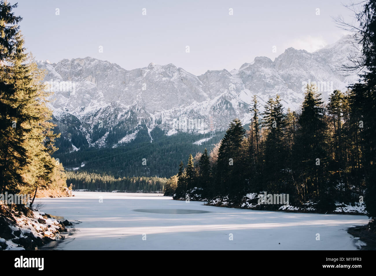 Lake Eibsee, Grainau, Upper Bavaria, Germany in German Alps below Mt ...