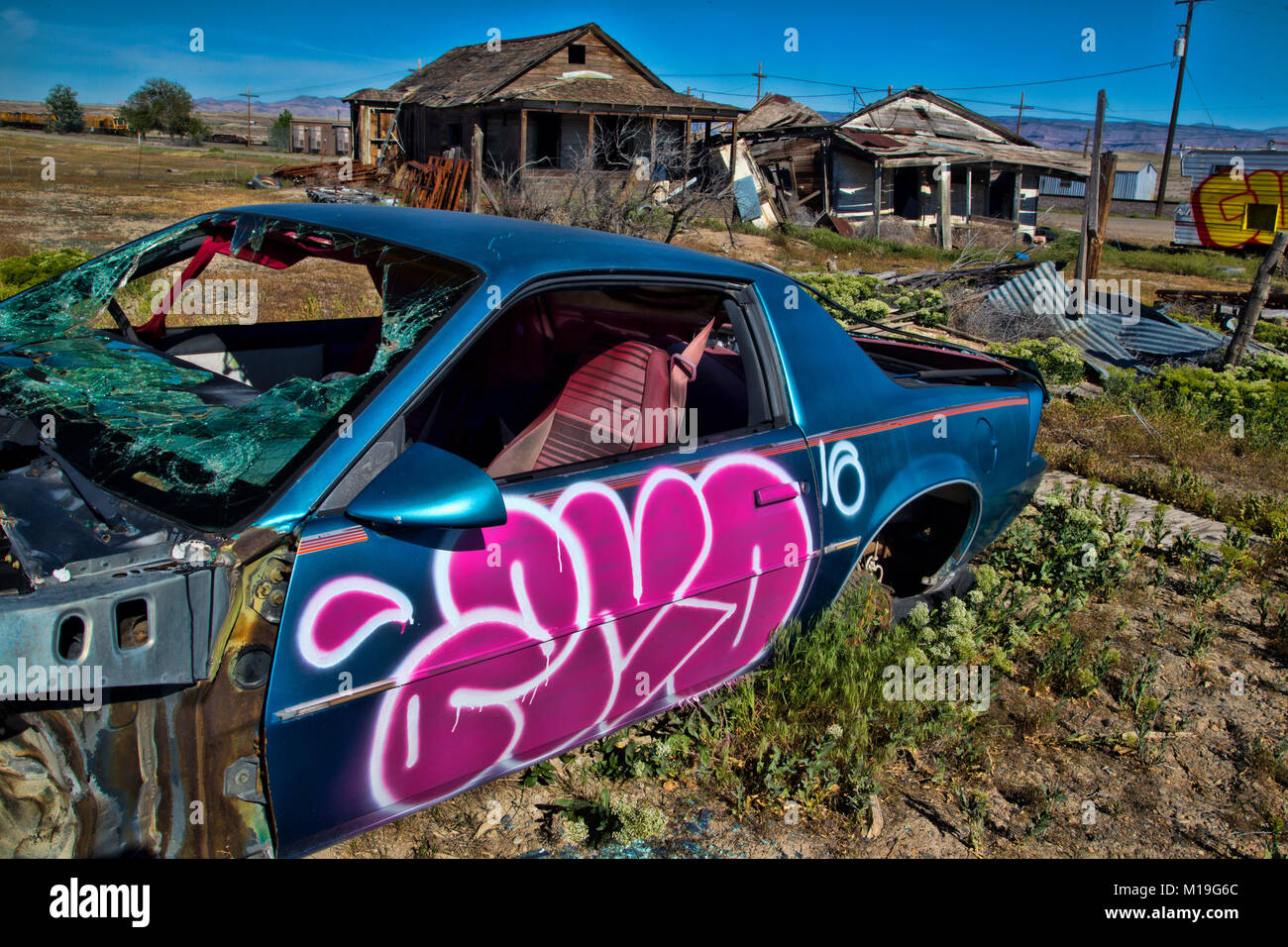 Car junk yard in Ghost Town in Utah Stock Photo - Alamy