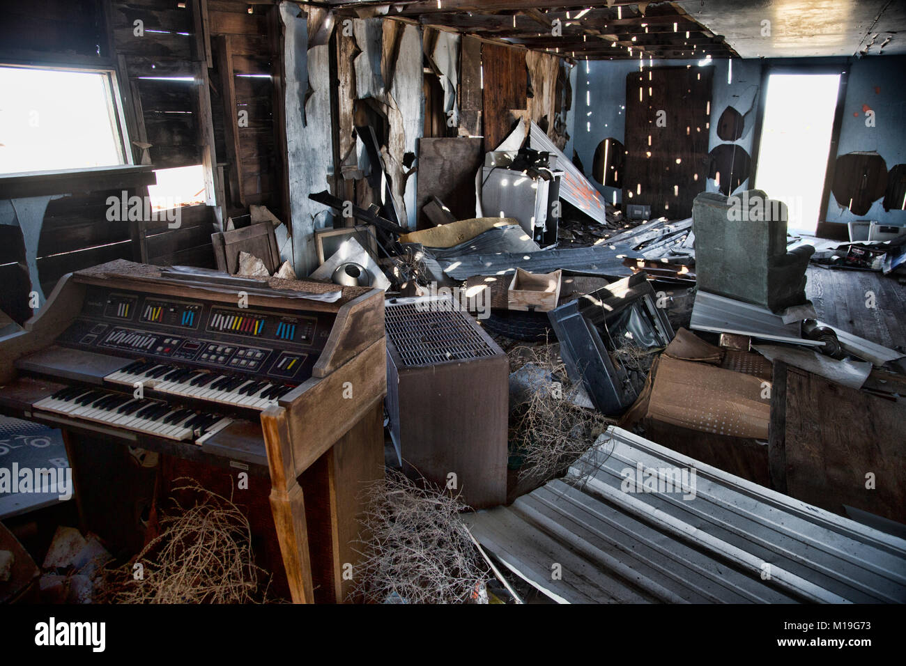 INTERIOR OF AN OLD SHACK IN A GHOST TOWN IN UTAH Stock Photo - Alamy