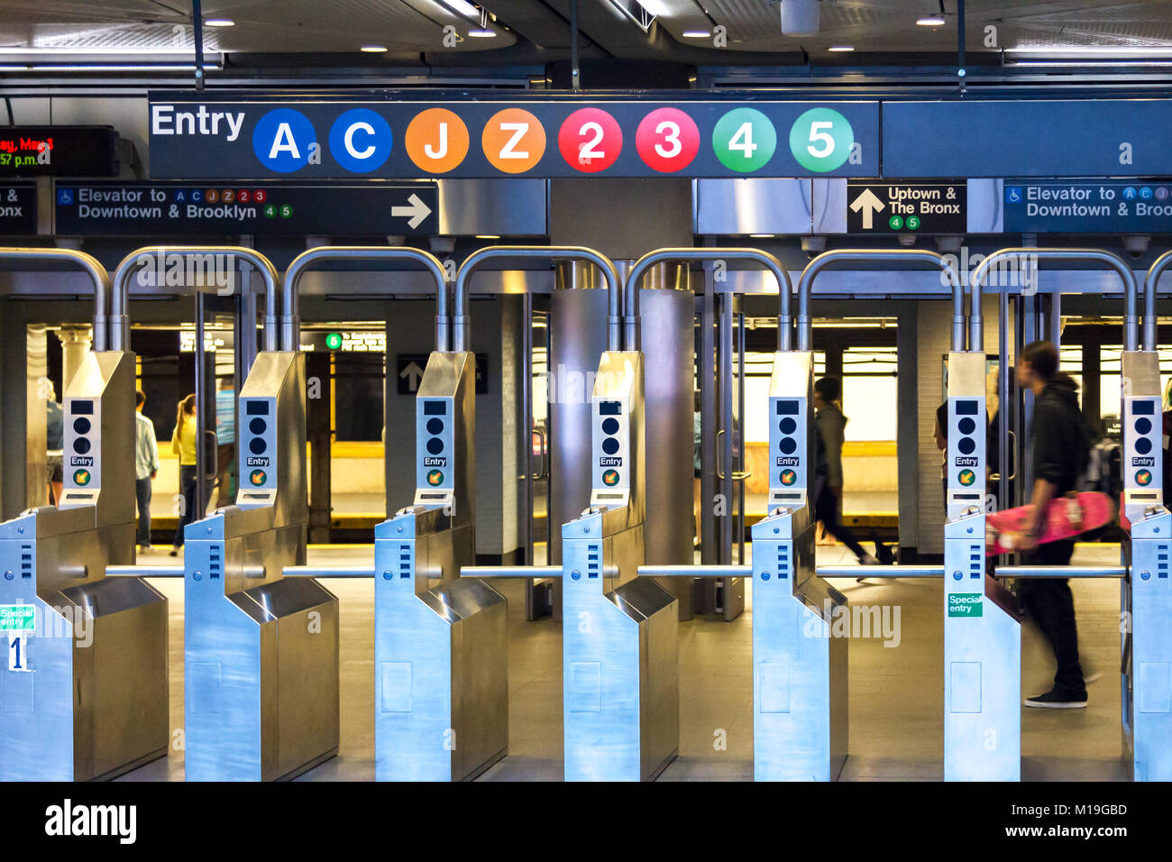 Subway station entrance in downtown Manhattan, New York City Stock ...