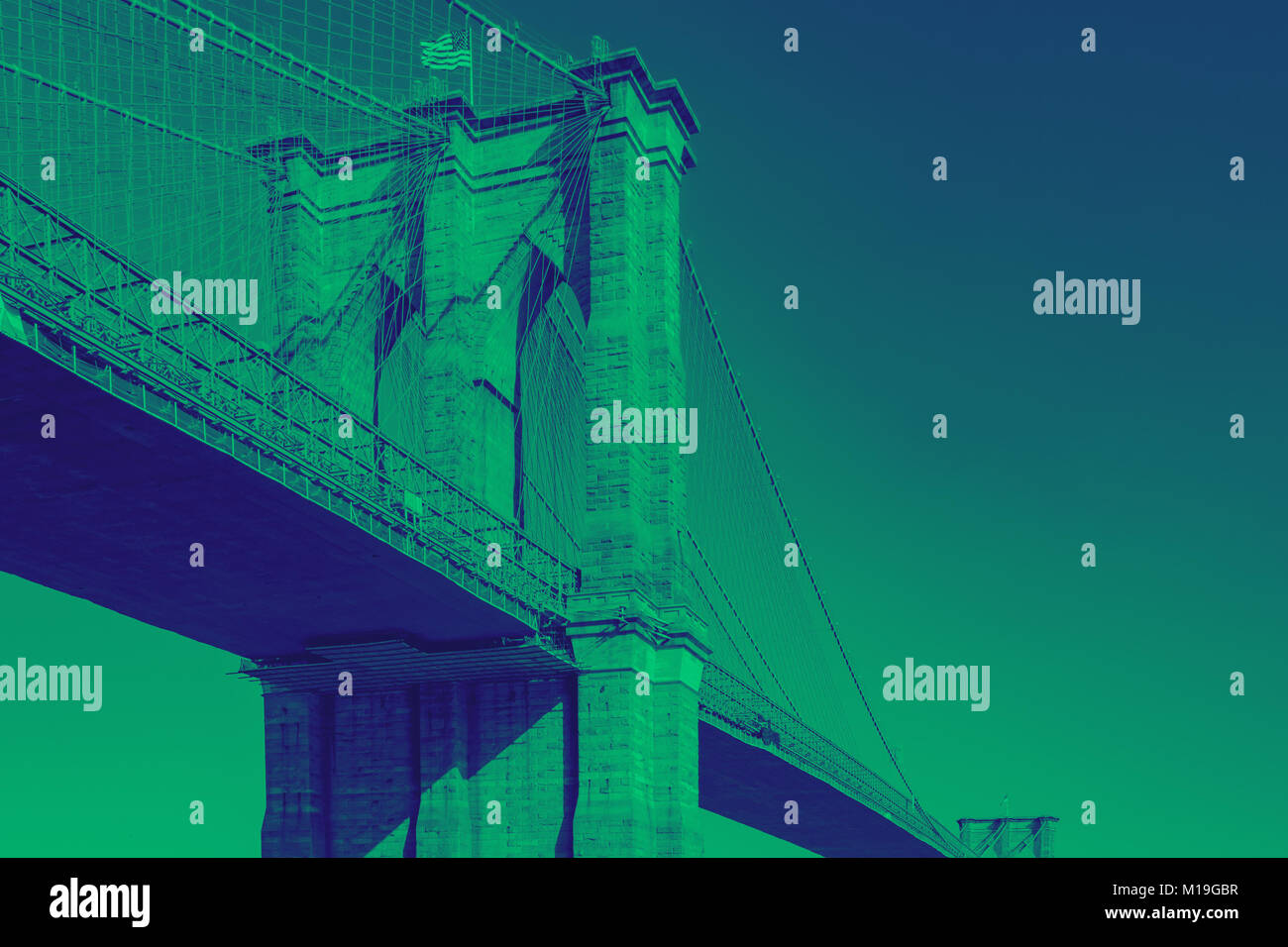 Brooklyn Bridge in Blue and Green New York City NYC Stock Photo - Alamy