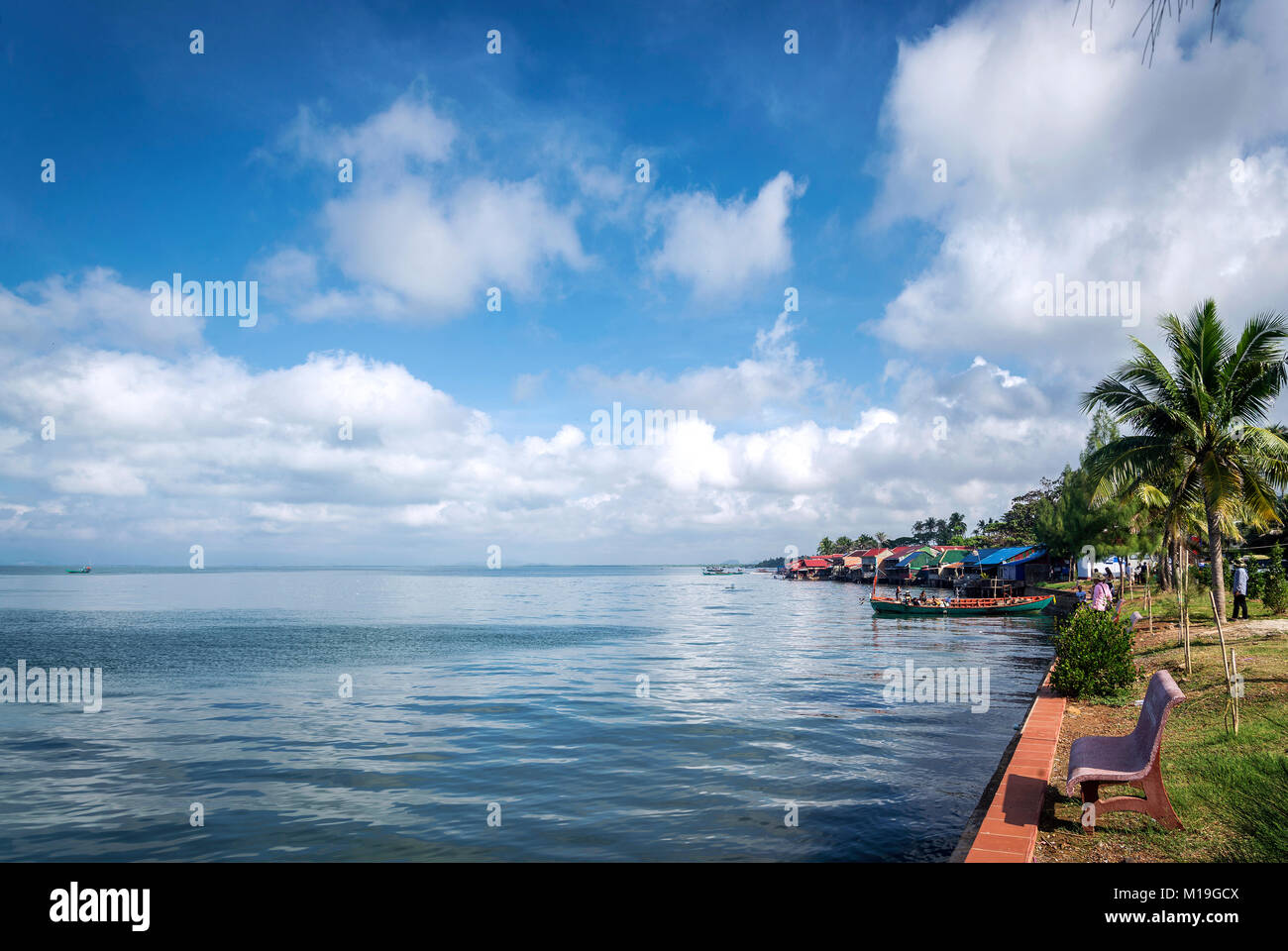 view of famous kep crab market restaurants attraction on cambodia coast ...