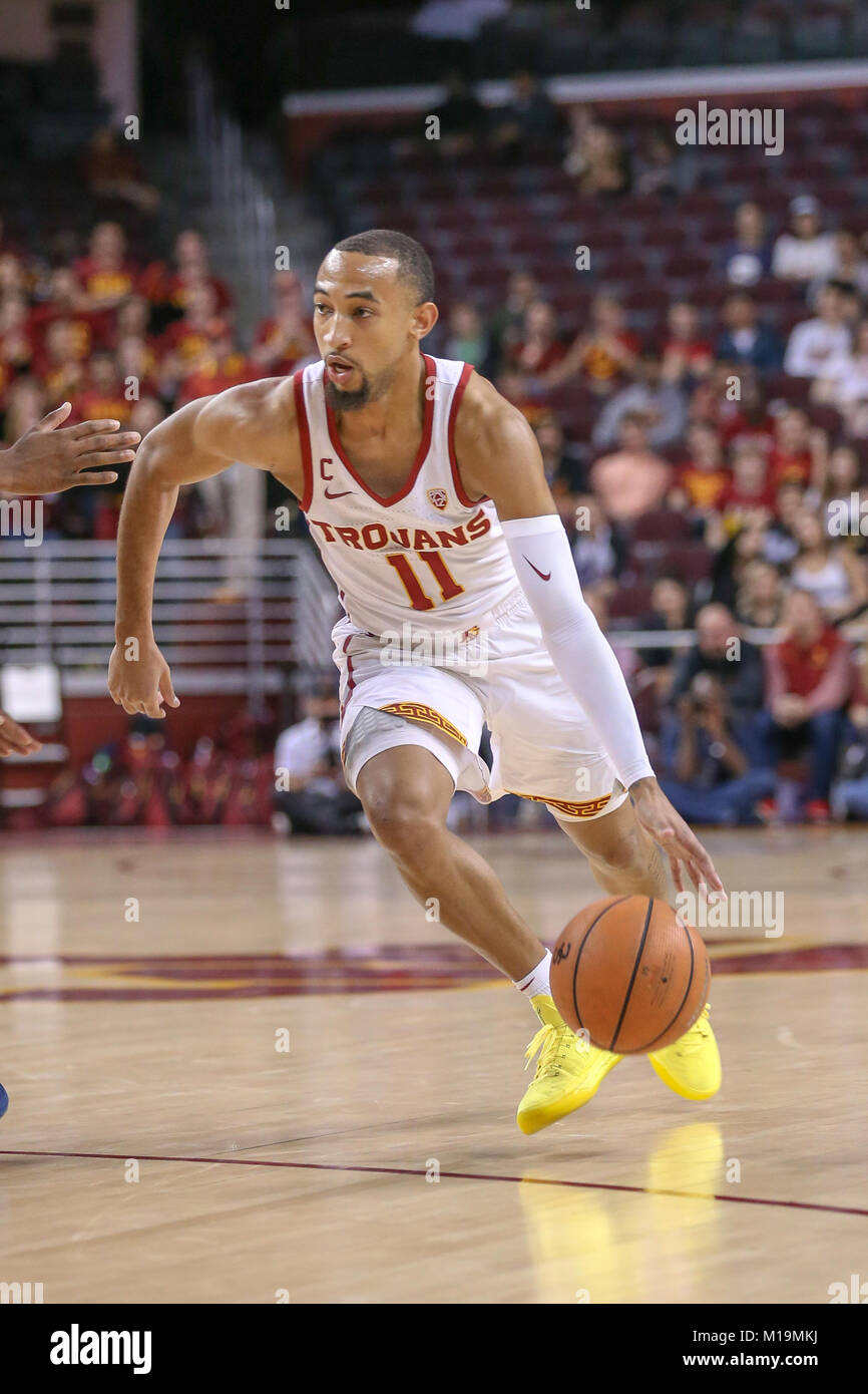 Los Angeles, USA. 28th Jan, 2018. USC Trojans guard Jordan McLaughlin ...