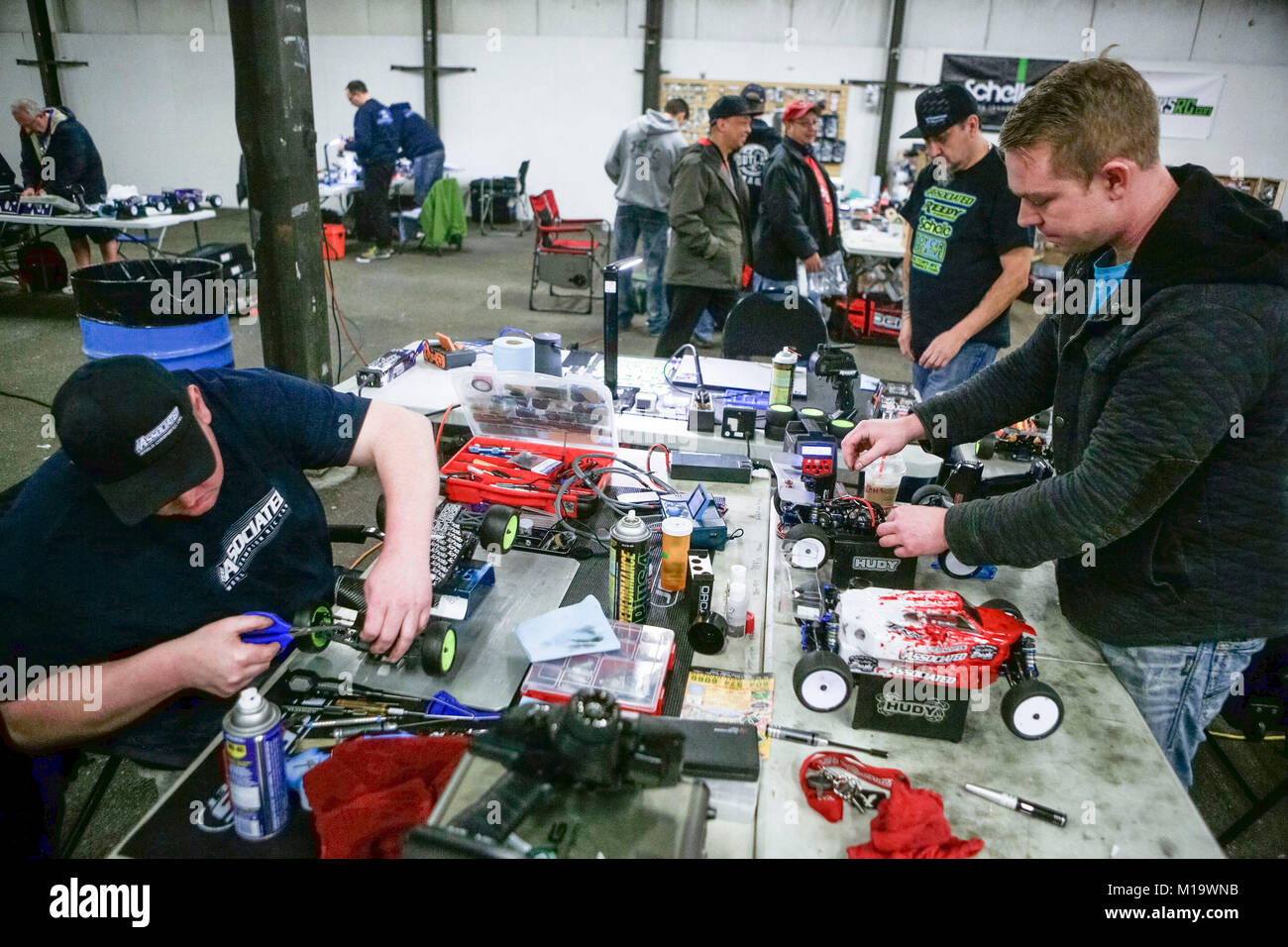 Vancouver, Canada. 28th Jan, 2018. Participants prepare their radio ...