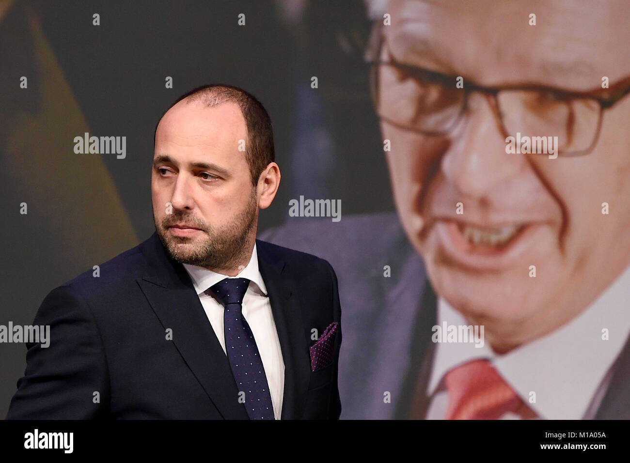 Jakub Kleindienst (left), election manager of Jiri Drahos team, is seen ...