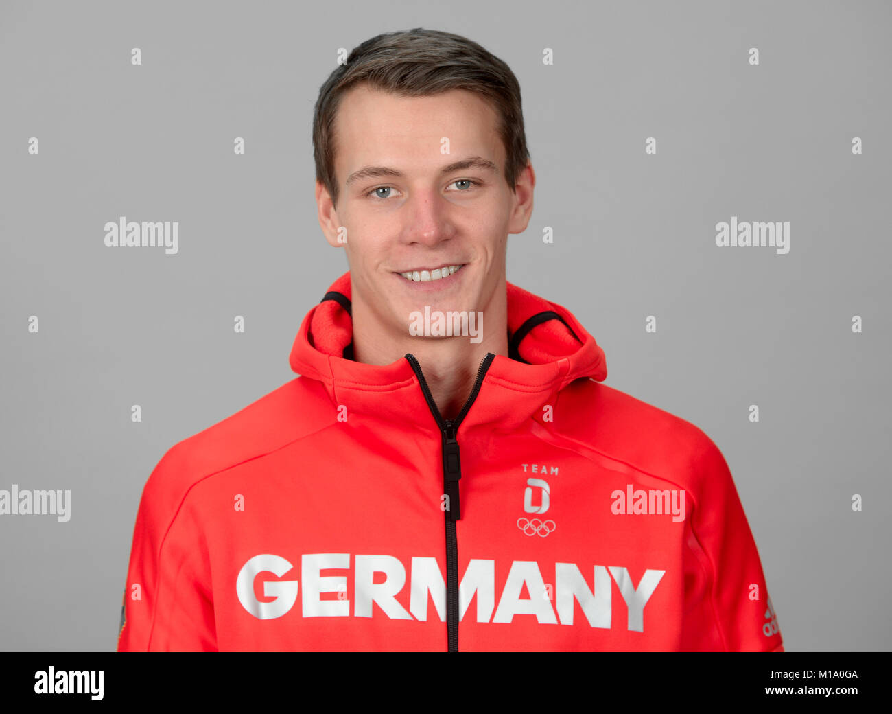 Snowboarder Johannes Maximilian Hoepfl poses at a photocall during the ...