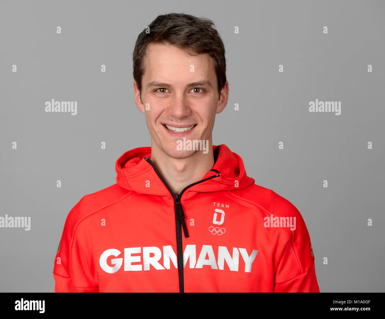 Ski jumper Stephan Leyhe poses at a photocall during the preparations ...