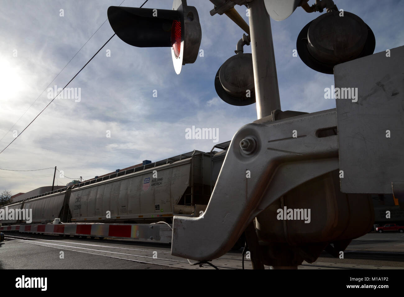 A Union Pacific freight train carrying goods from Mexico crosses from ...