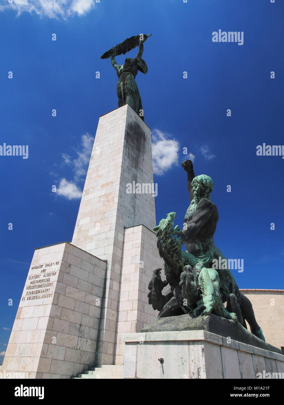 Liberty statue on Gellert Hill, Budapest, Hungary Stock Photo - Alamy