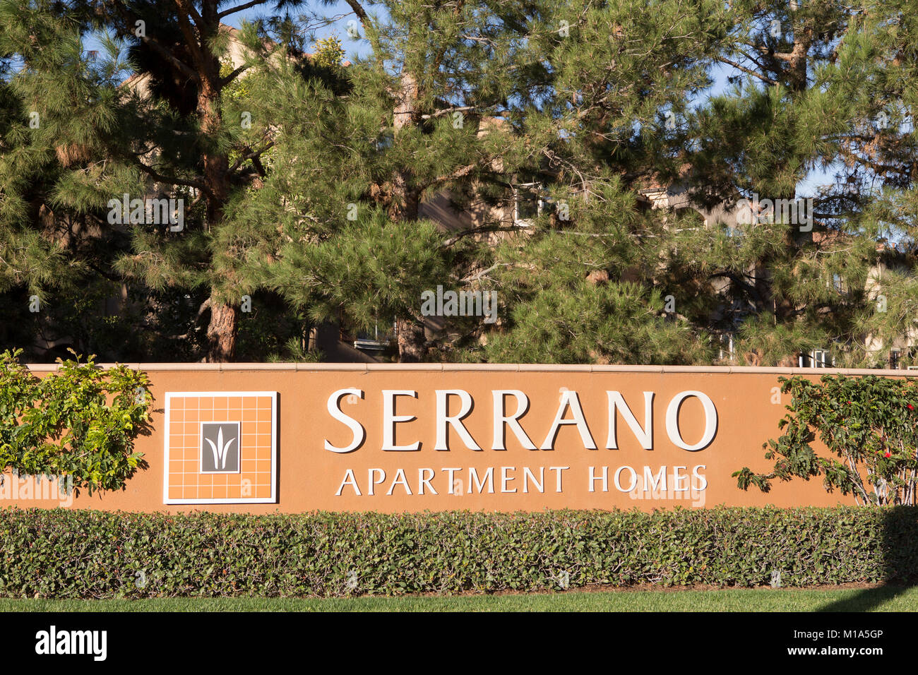 Serrano apartment homes roadside sign in Irvine California USA Stock ...