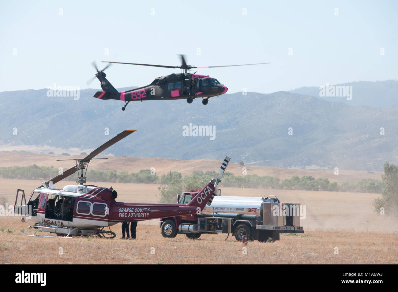A California Army National Guard UH-60 Black Hawk helicopter prepares ...