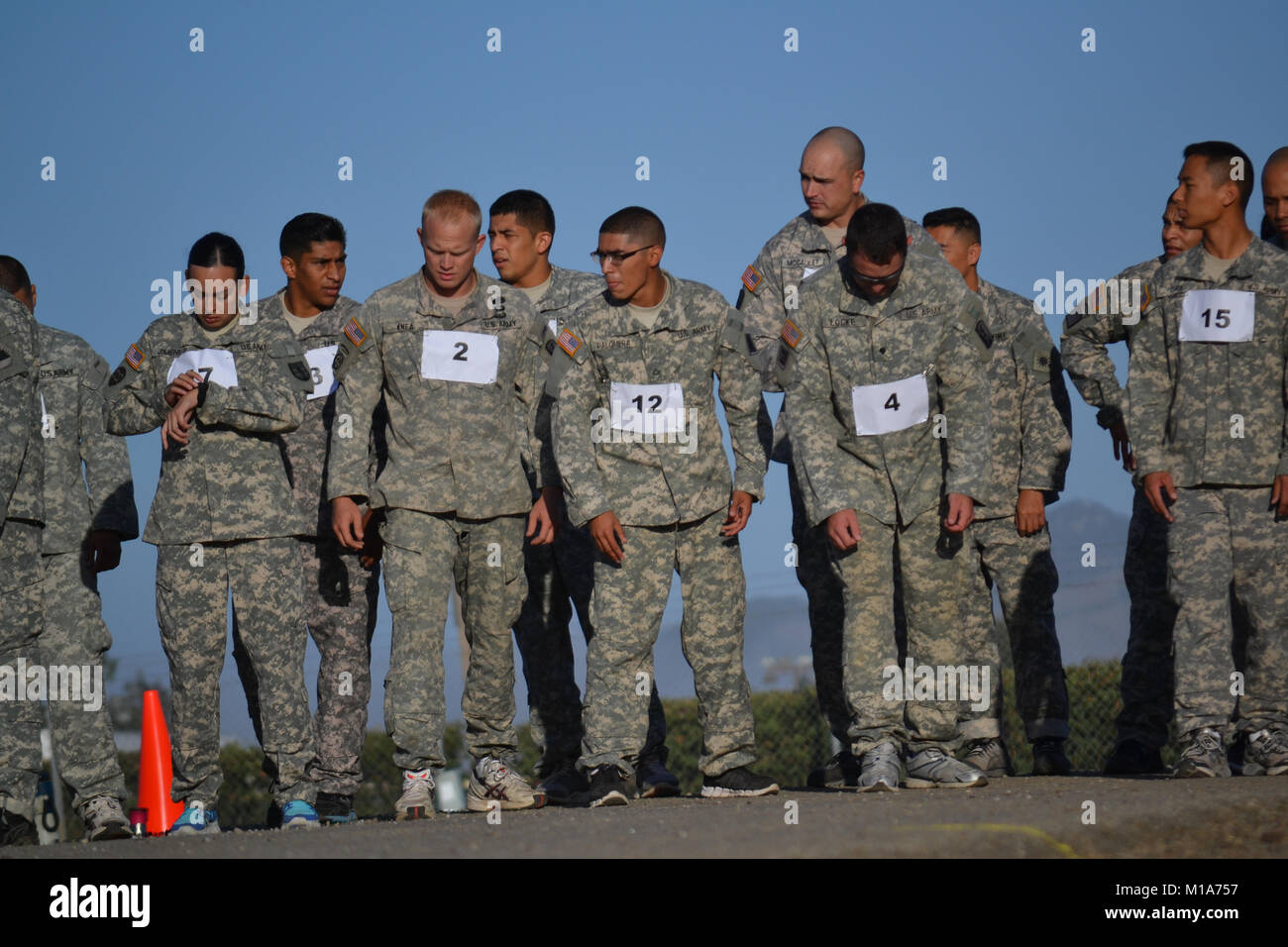 Soldiers prepare to run the Army Physical Readiness Test, the first ...
