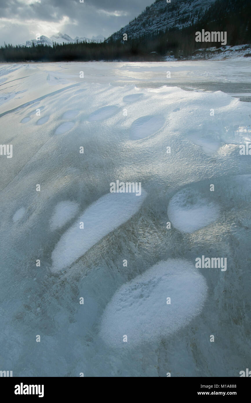 Winter Ice Patterns, Abraham Lake, Alberta Stock Photo - Alamy